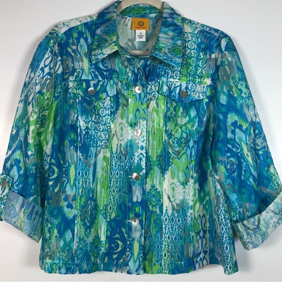 Ruby Rd. | Tops | Ruby Rd Womens Size 4 Xl Slightly Sheer Blue Green ...